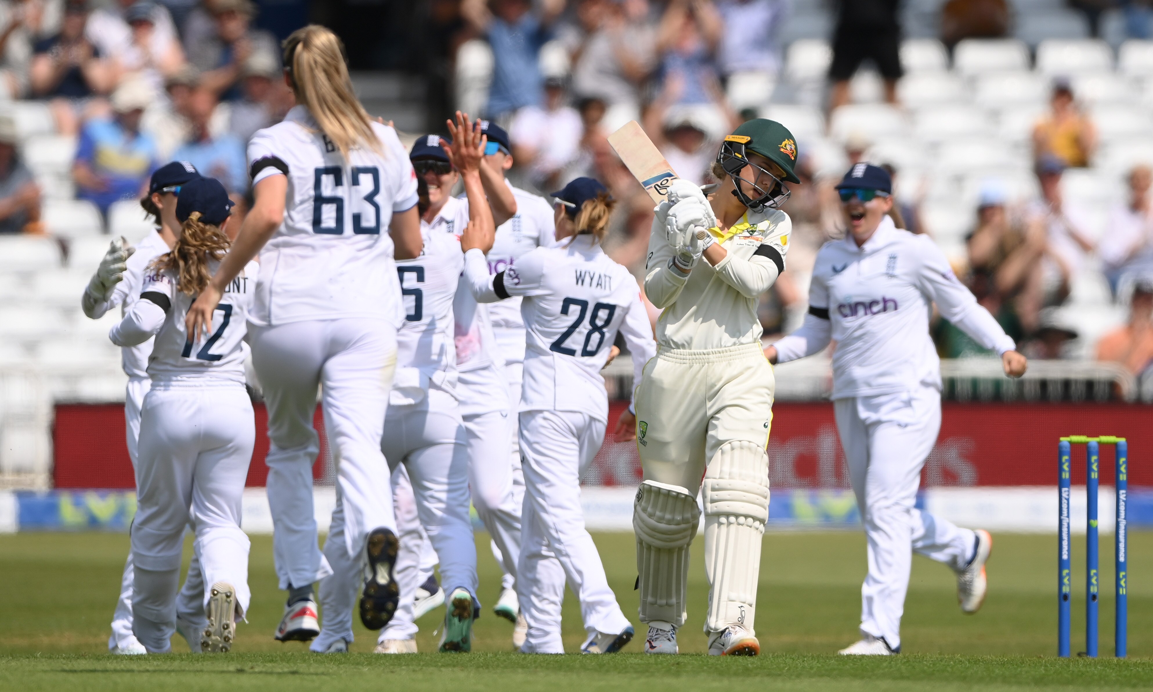 Women's Ashes series: Ellyse Perry out for 99 as Australia puts in ...