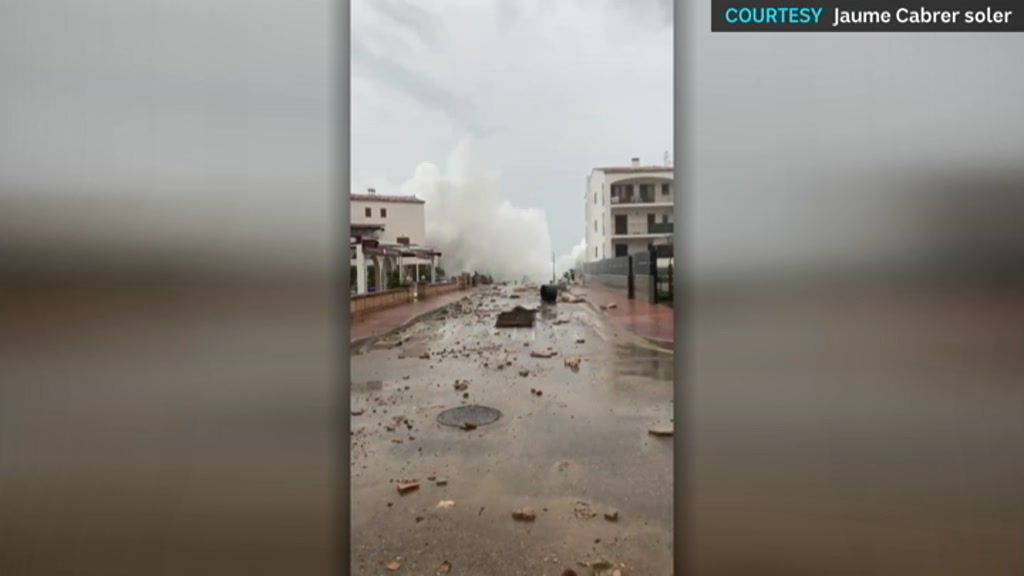 Storm Gloria brought towering waves and strong winds to the Balearic ...