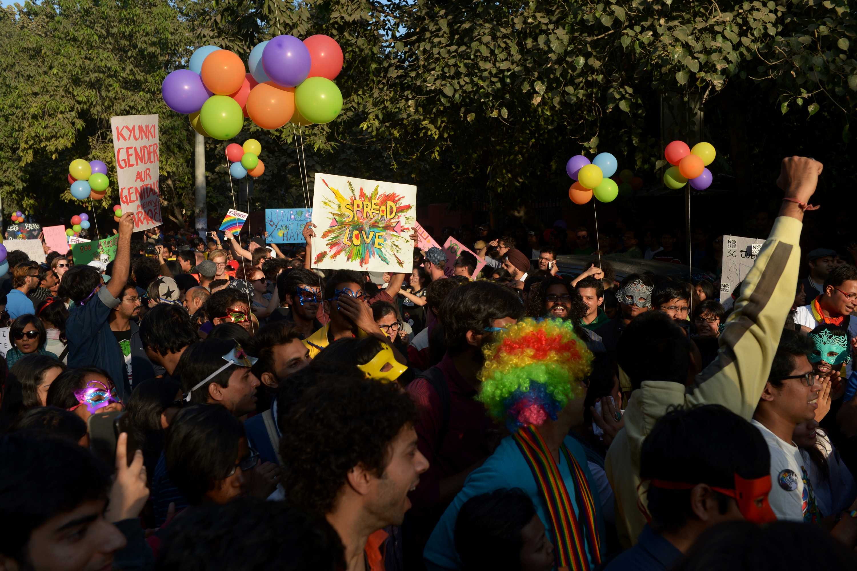 Hundreds march in gay pride parade in India's capital New Delhi to ...