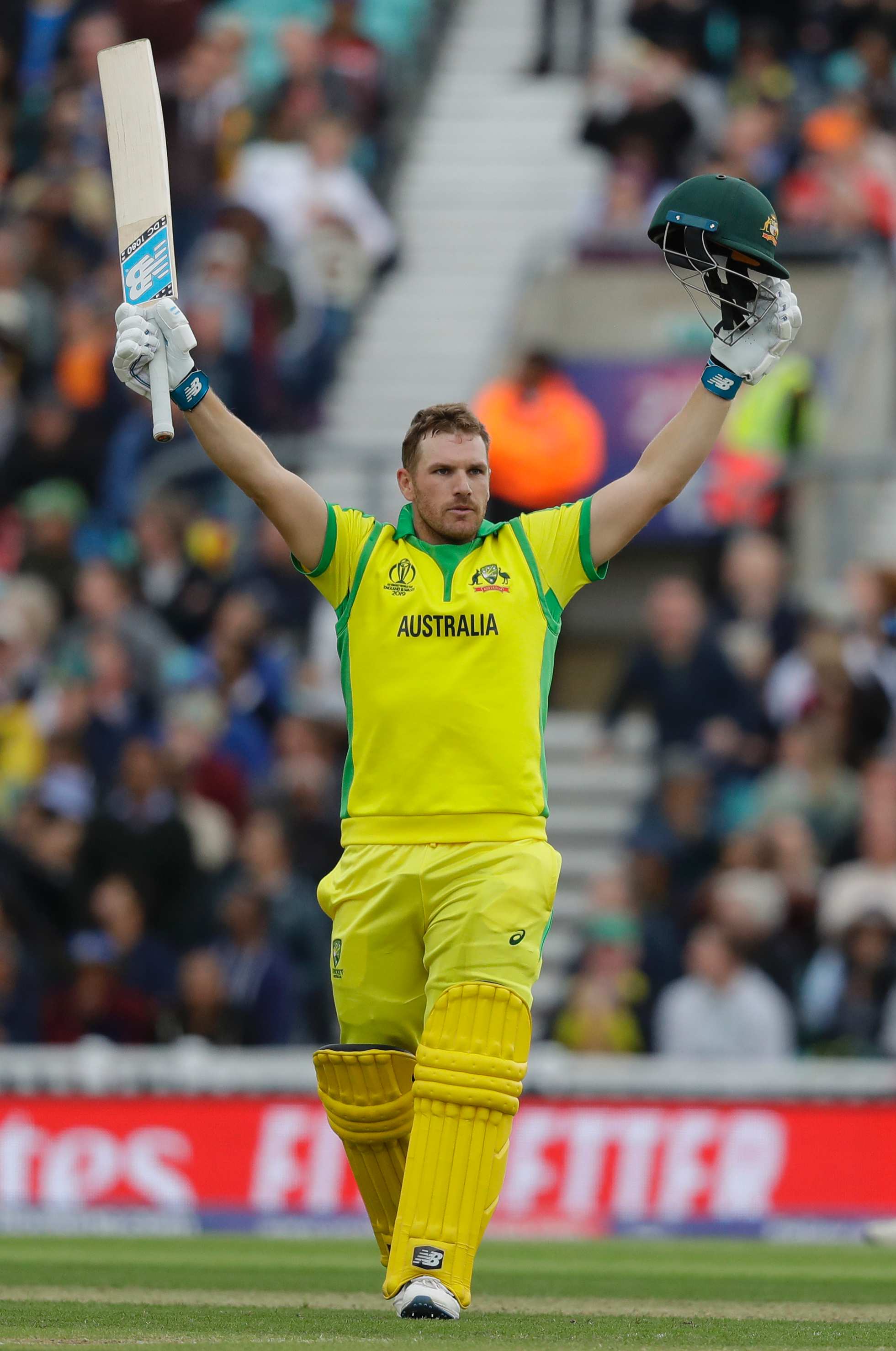Australia captain Aaron Finch delivers at Cricket World Cup against Sri ...