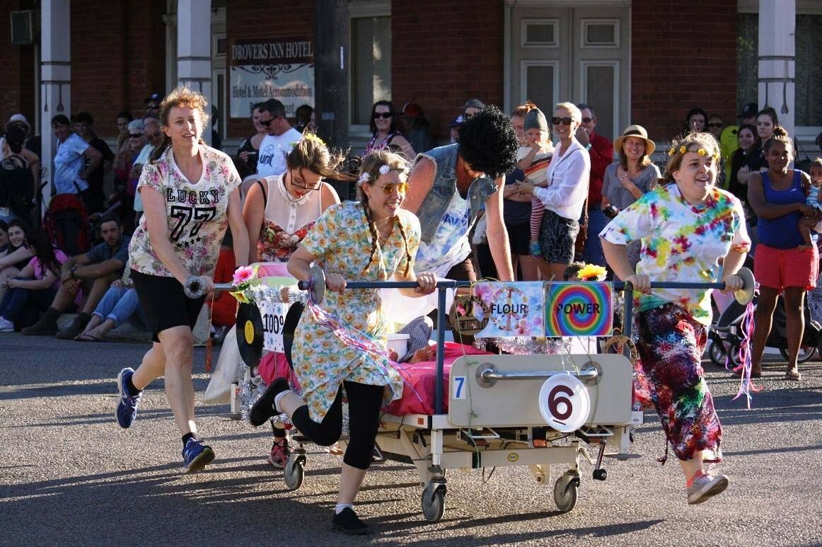 Moora Bed Burnout: Decorated hospital beds race through WA town in ...