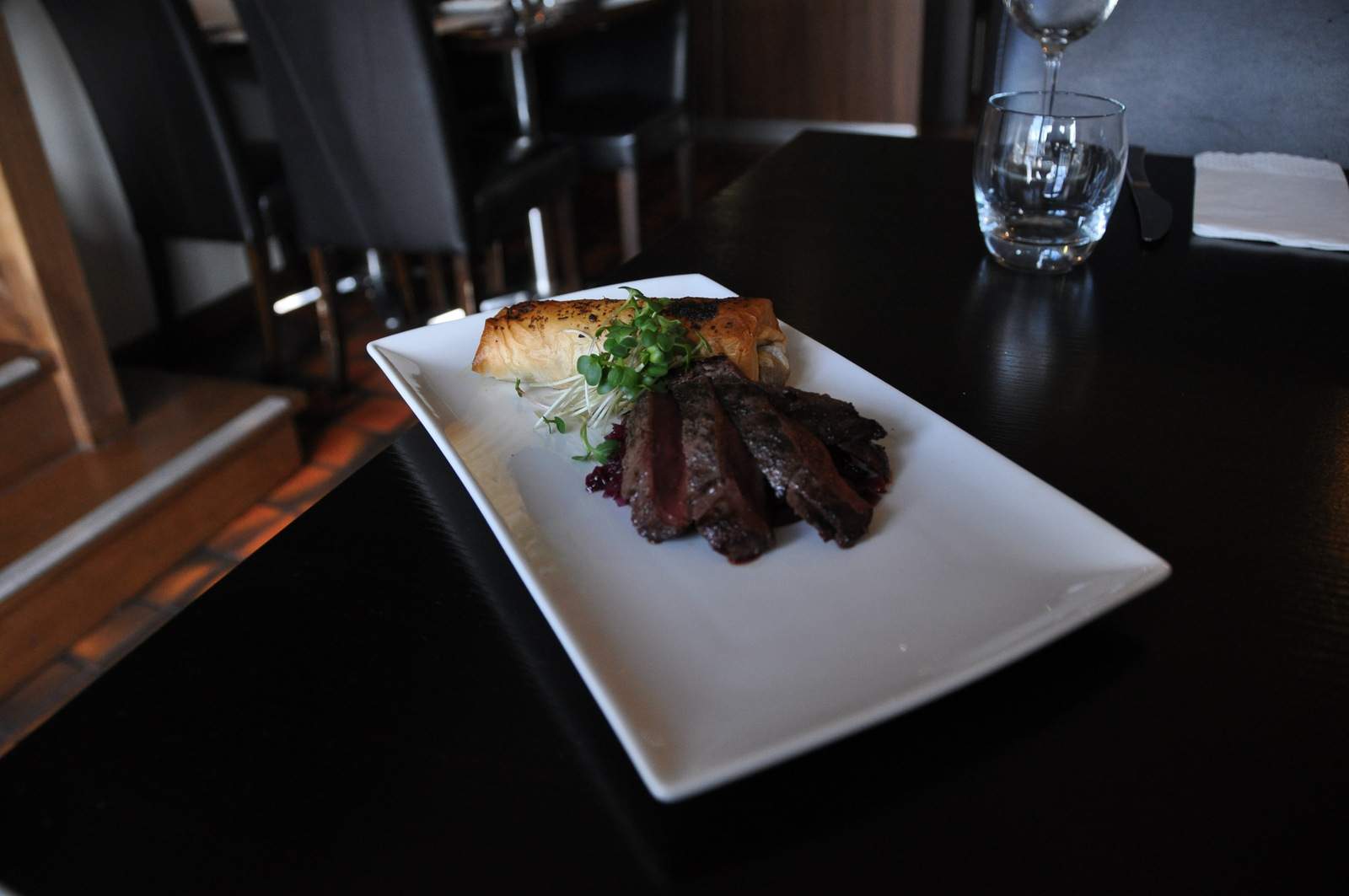 Recipe: Ostrich fillet with African spiced red lentil parcel on red ...