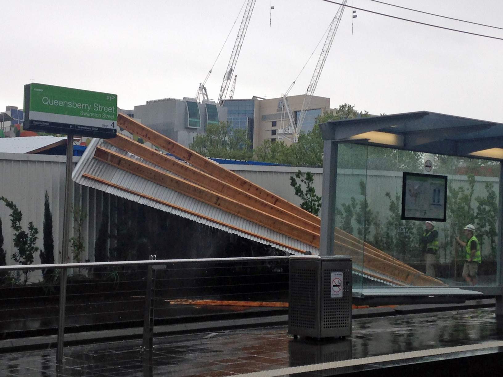Melbourne weather: Strong winds bring roof crashing down at site of ...