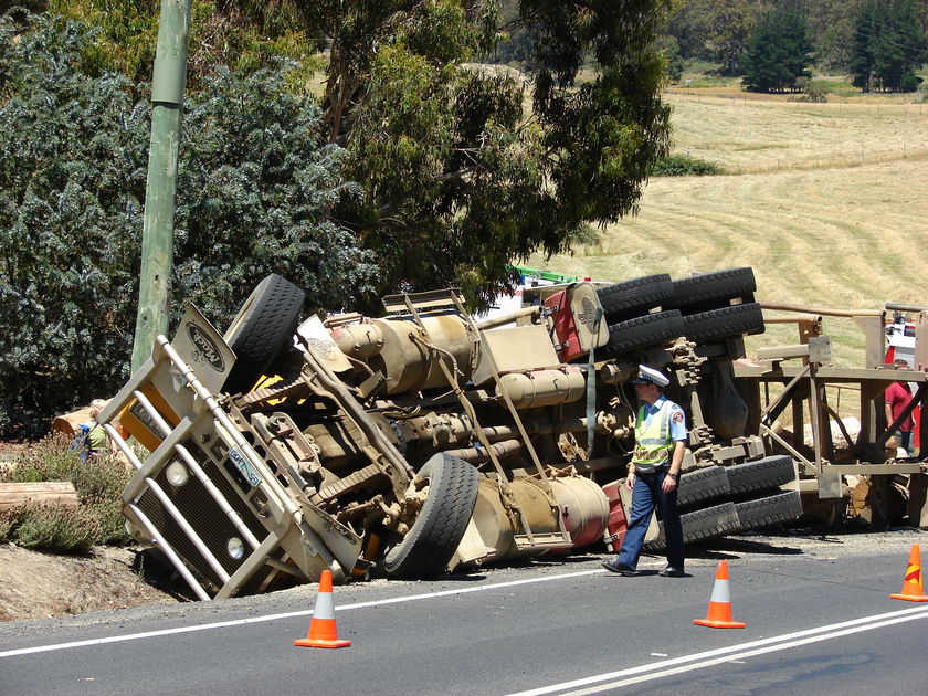 Log truck accident - ABC News