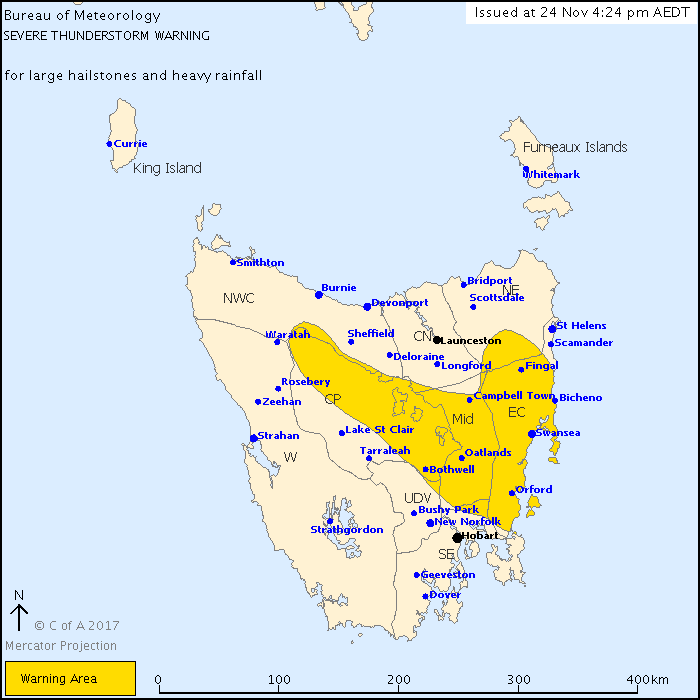 Severe storm warning issued for central and east Tasmania - ABC News