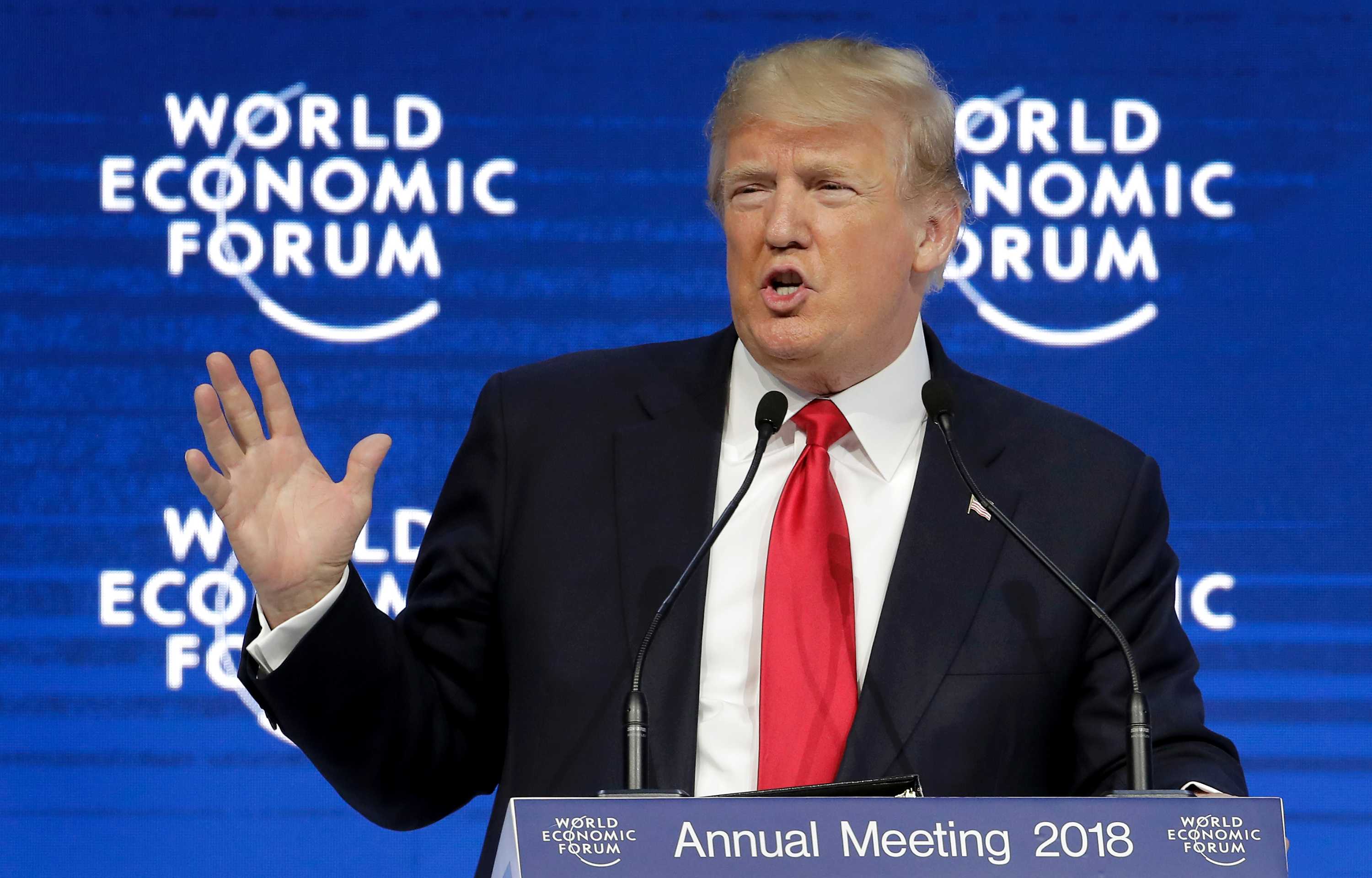 Donald Trump declares America 'open for business' in World Economic ...