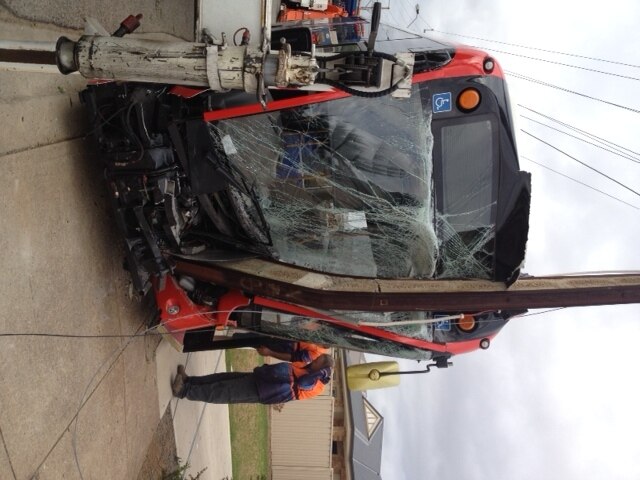Driver cut free after bus crashes into pole - ABC News
