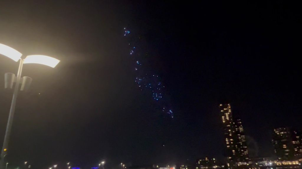 Technical malfunction causes drones to fall into river in Melbourne - ABC News