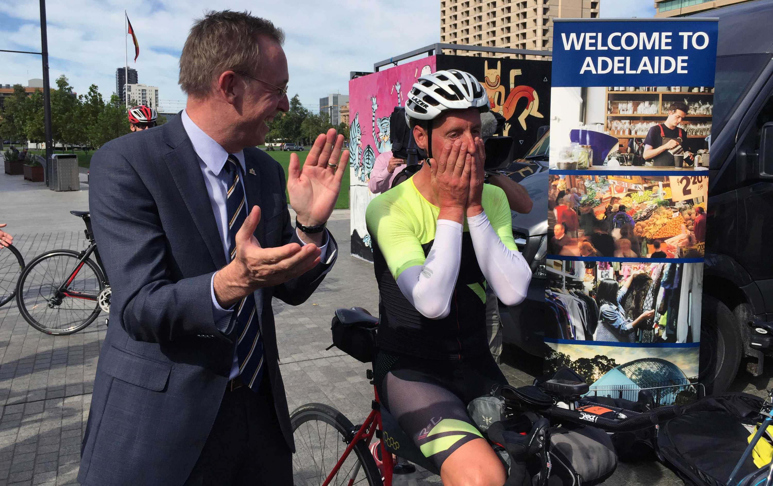 Indian Pacific Wheel Race cyclist Kristof Allegaert passes Adelaide ...