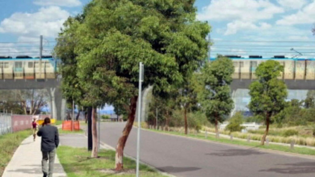 The Mernda rail line extension includes elevated sections of rail line ...