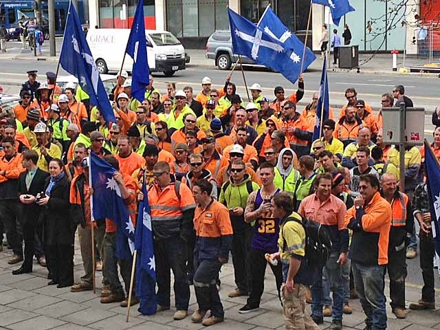 CFMEU workers protest over entitlements for government construction ...