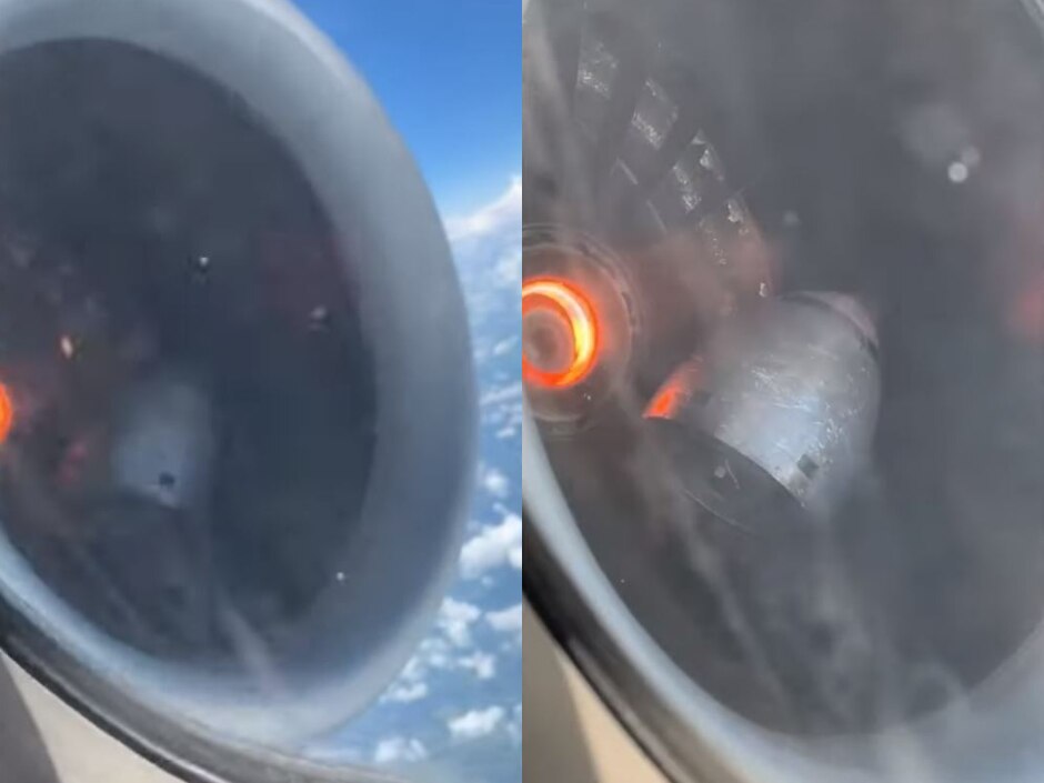 Plane's 'spinner' filmed bouncing around in engine before emergency ...