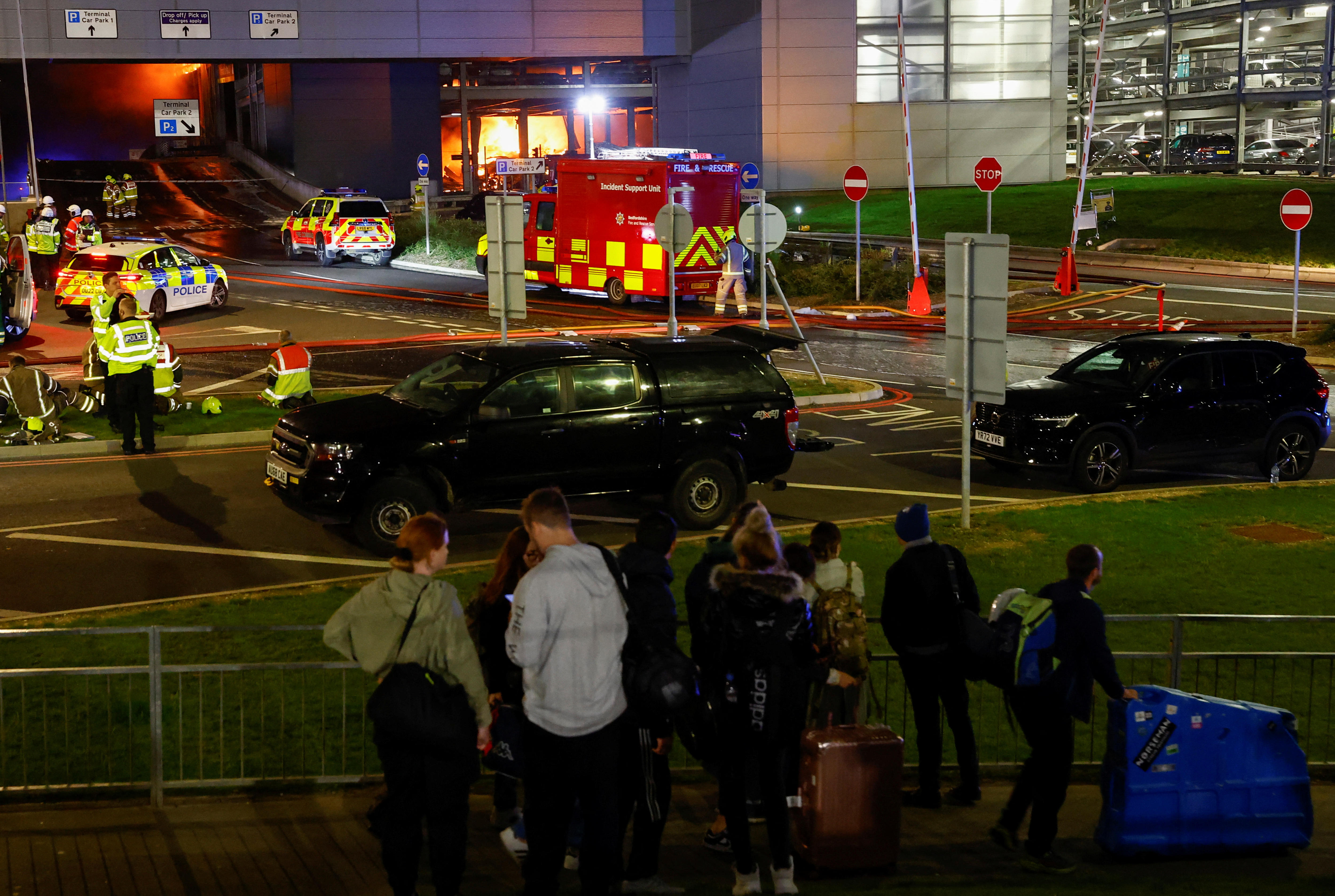Luton Airport north of London suspends all flights after fire breaks ...