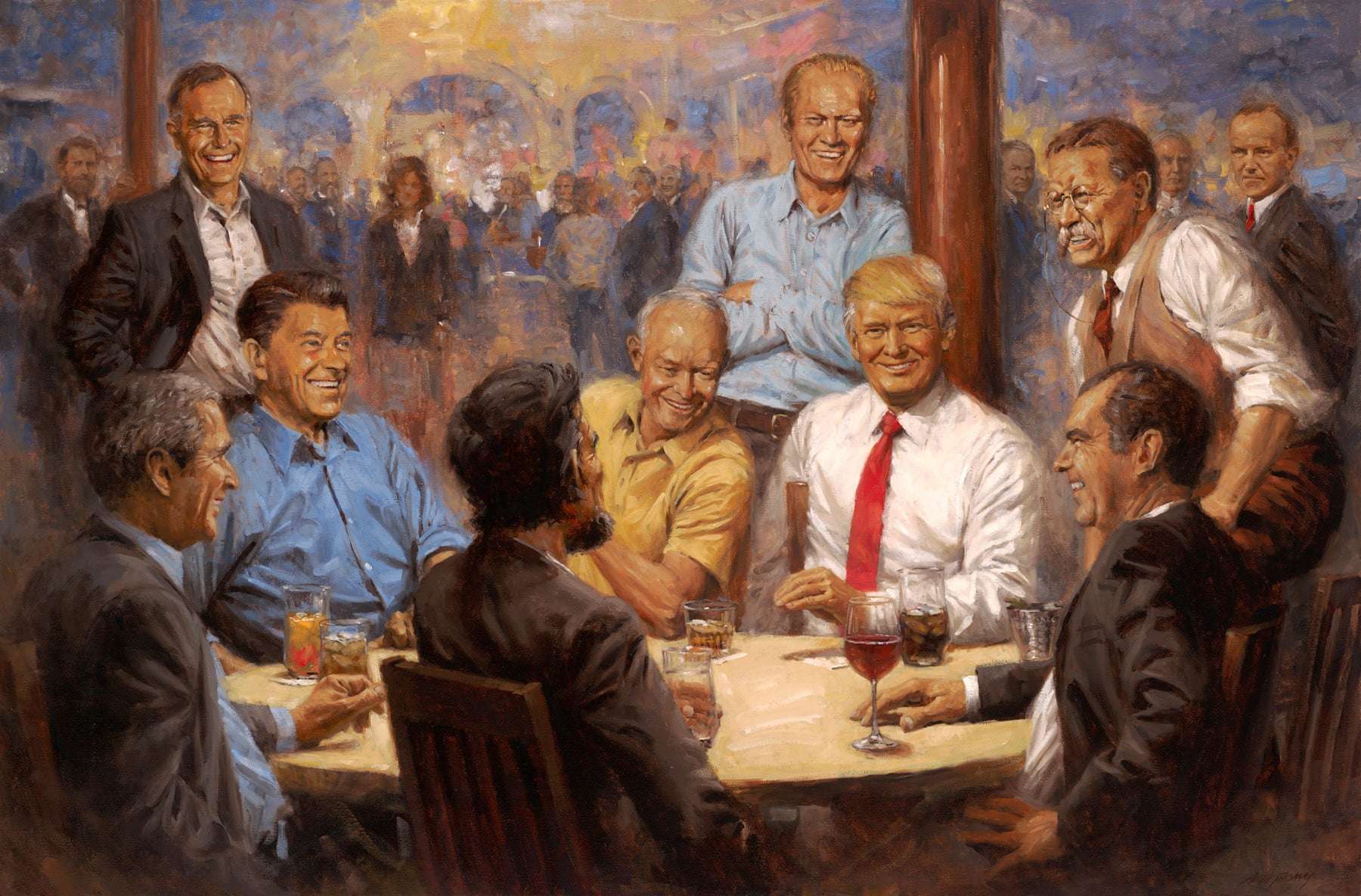 Donald Trump painting: Dogs playing poker or Kennedy with a combover ...