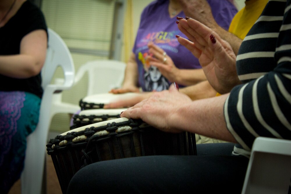 Rhythmic drumming therapy helps rural community build teamwork and ...