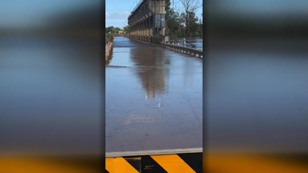 The Balonne River in St George is expected to peak on Thursday. - ABC News