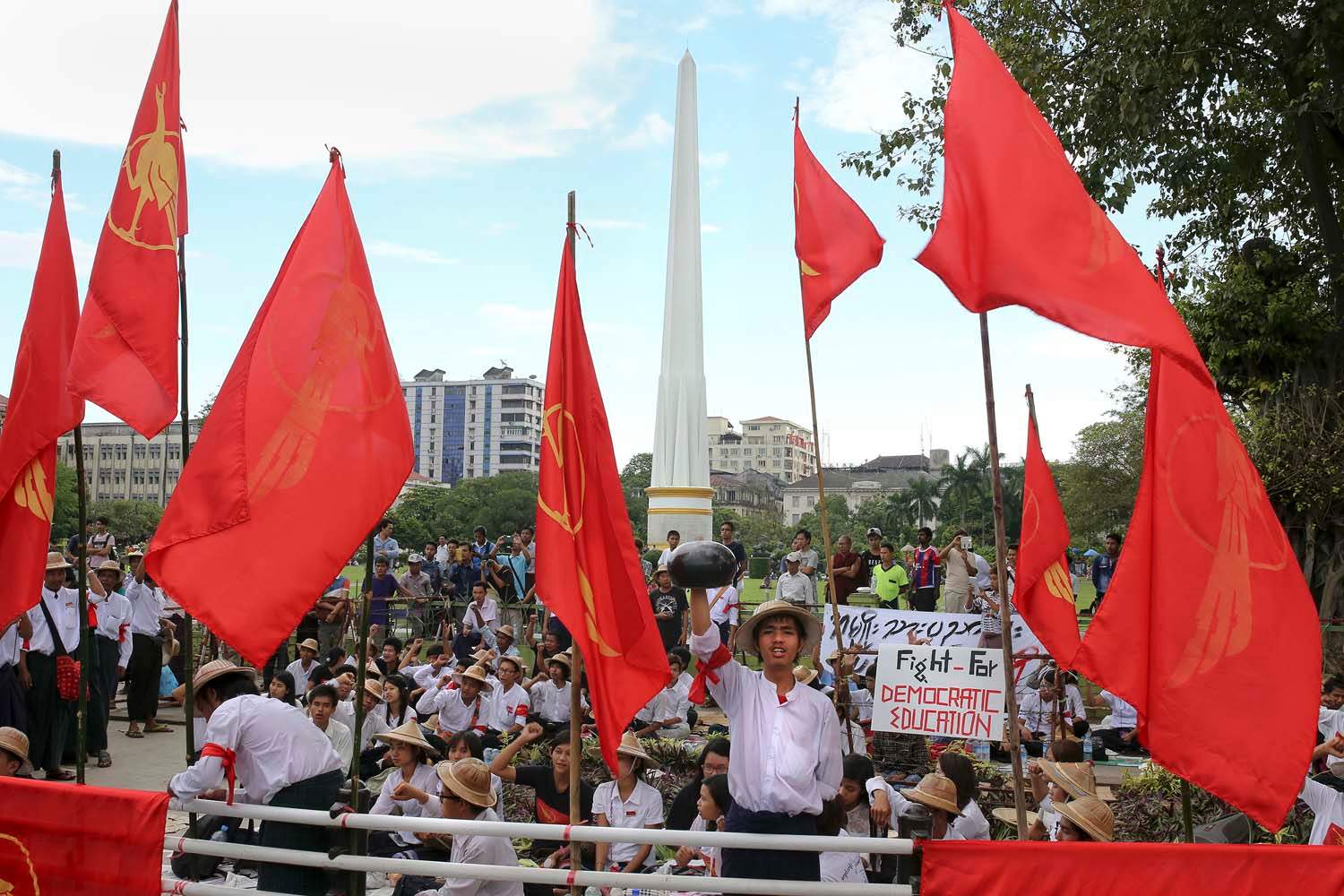 Myanmar students march through Yangon in third day or protests against ...