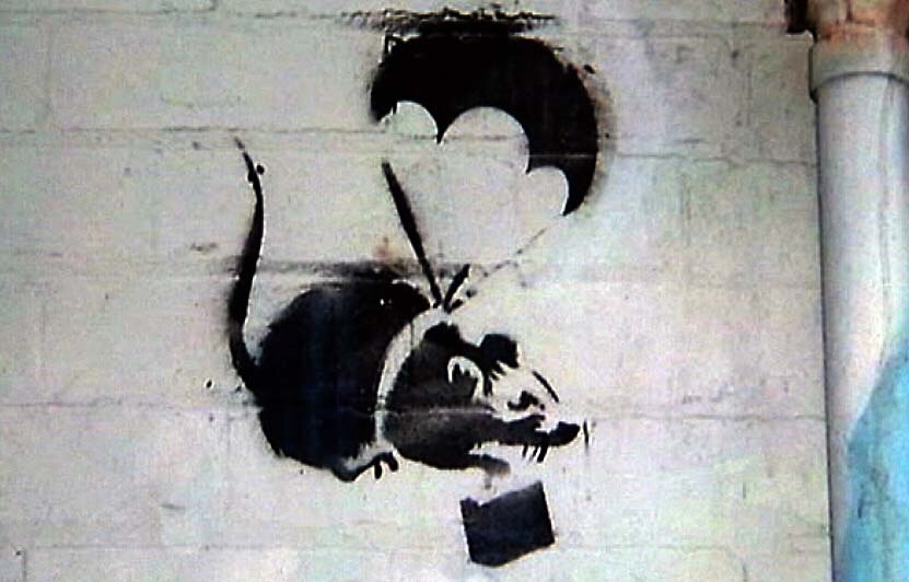 Banksy's parachuting rat destroyed by builders - ABC News