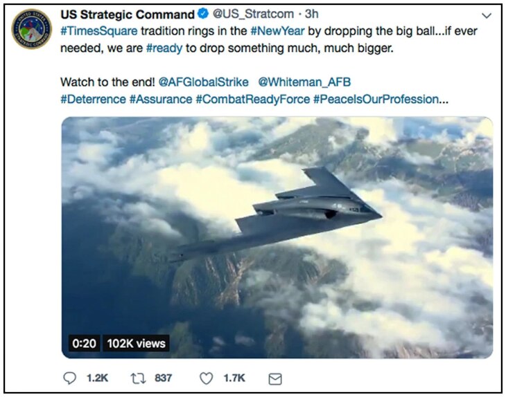 US Strategic Command apologises for New Year's Eve tweet about dropping ...