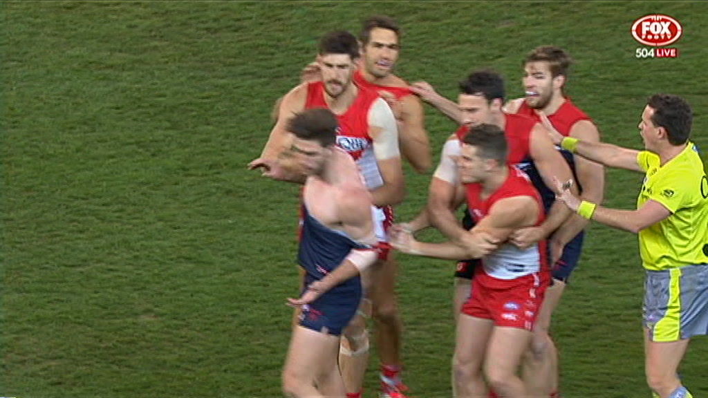 Tom Bugg faces a lengthy AFL suspension after hitting Sydney's Callum ...