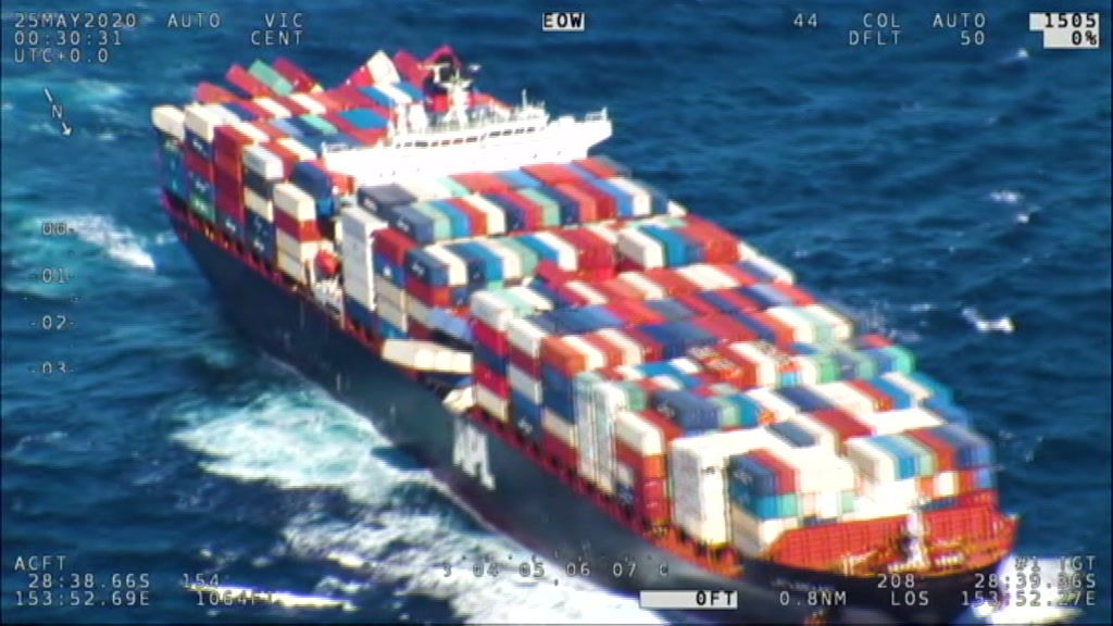 The APL England container ship off the coast of Queensland has lost up ...