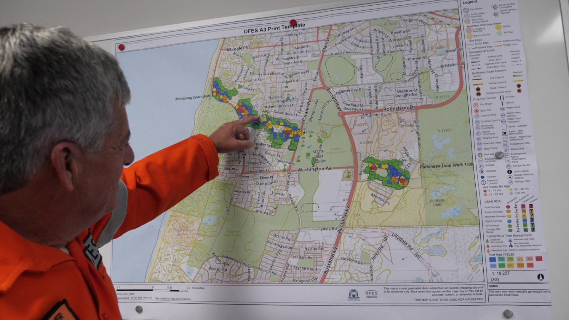 Chris Widmer from the Bunbury SES tracks the path of the tornado - ABC News