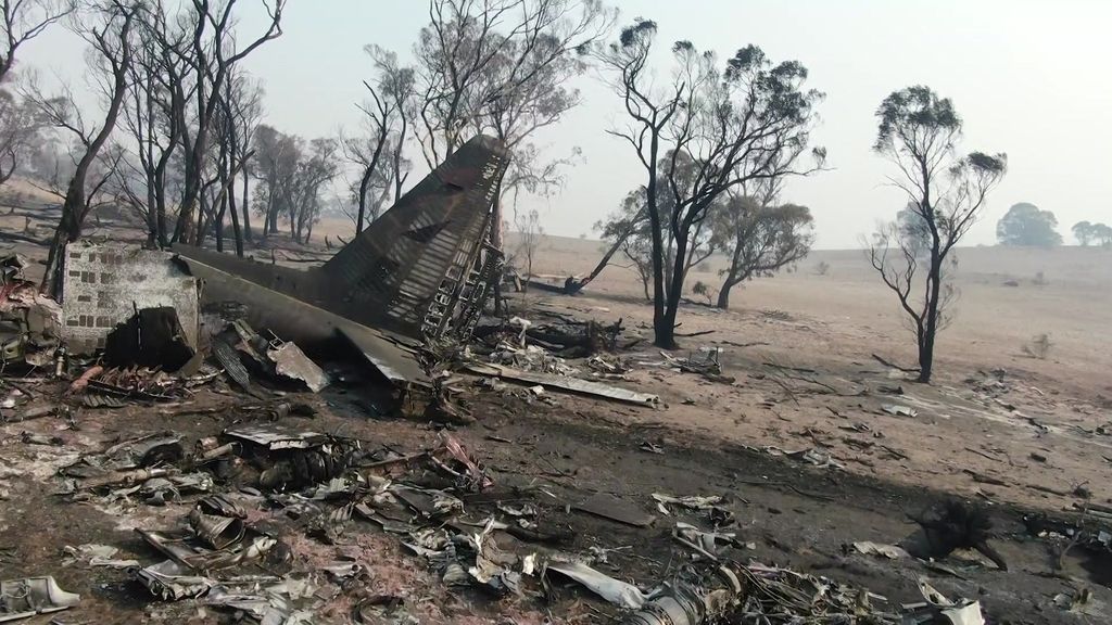 Drone footage of the C-130 Hercules crash site - ABC News