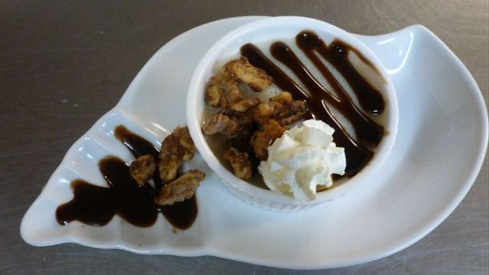 Maple pudding with spiced pecans - ABC Everyday