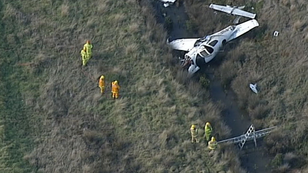 Aerial footage shows the badly damaged plane in a ditch - ABC News