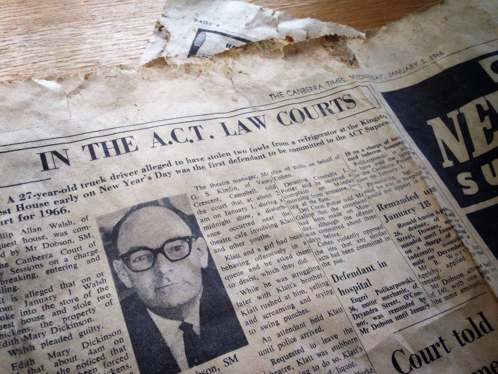 Old newspapers discovered during construction of ACT's new court ...