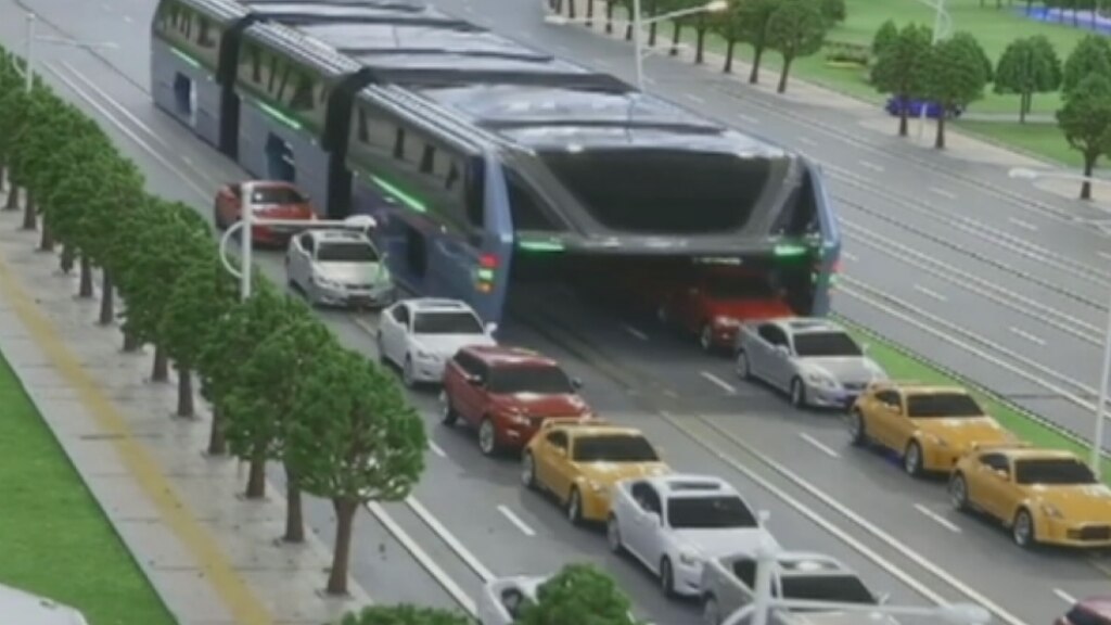 Chinese elevated bus would carry 1,400 passengers above traffic jams ...