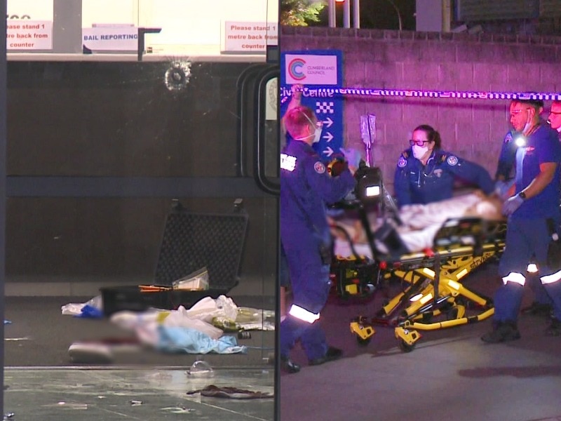 Knife-wielding man fatally shot inside Sydney police station, internal ...