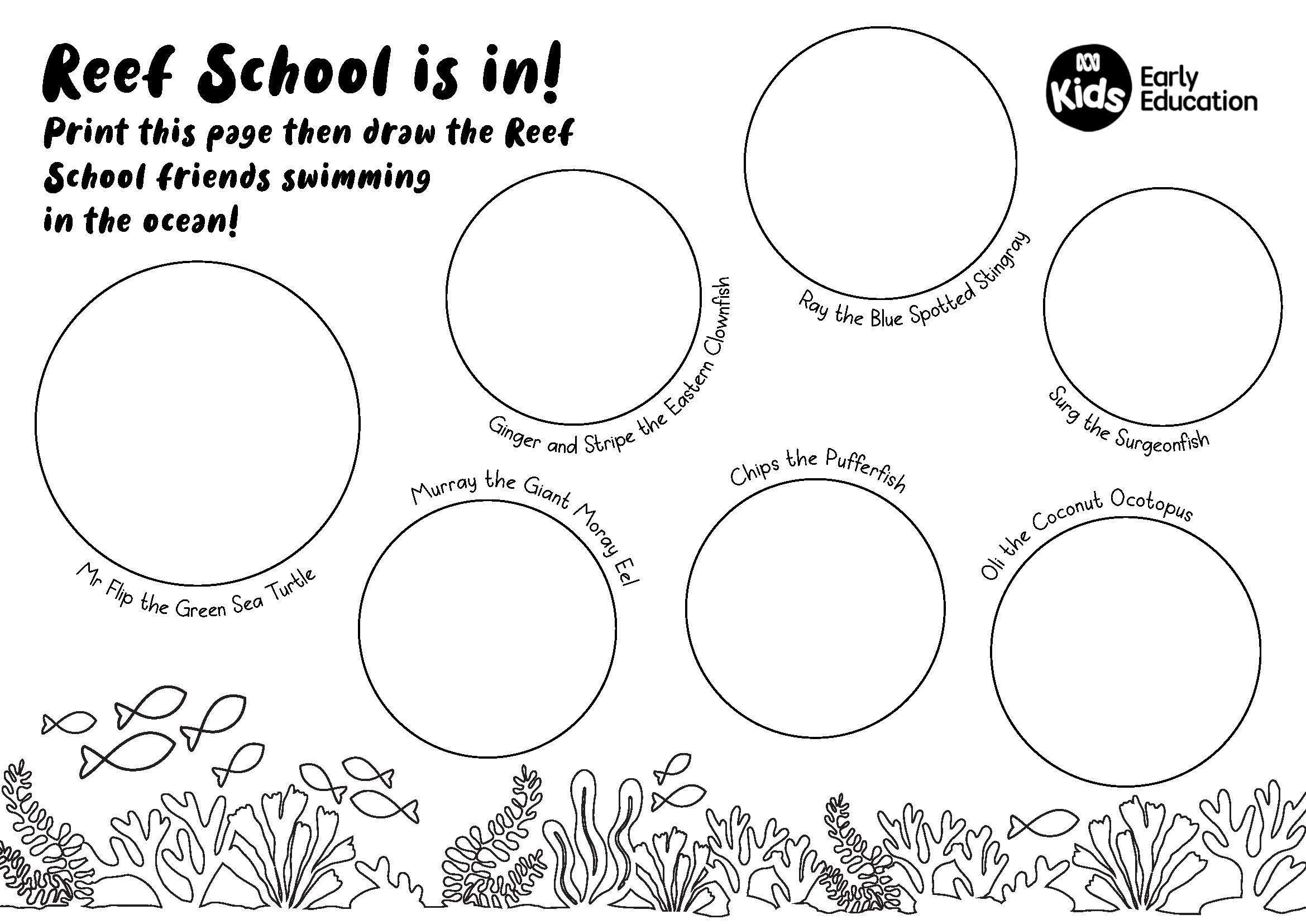Reef School drawing template PDF - ABC Kids