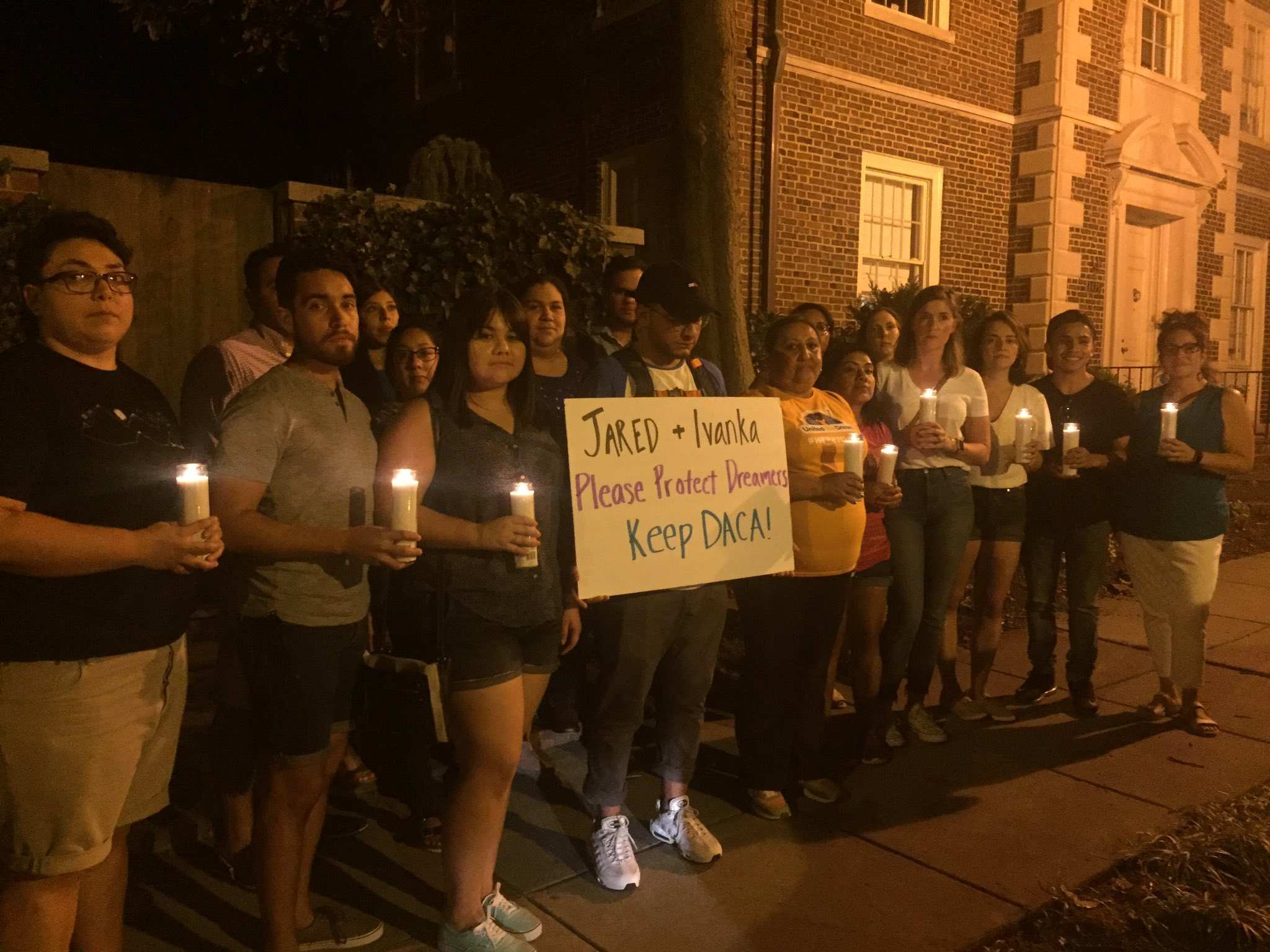 Candlelight protest for 'Dreamers' held outside Ivanka Trump and Jared ...