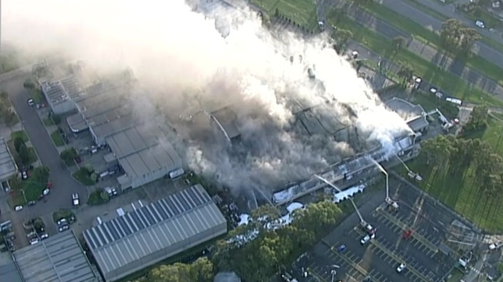 Fire consumes battery recycling factory in Melbourne's north - ABC News