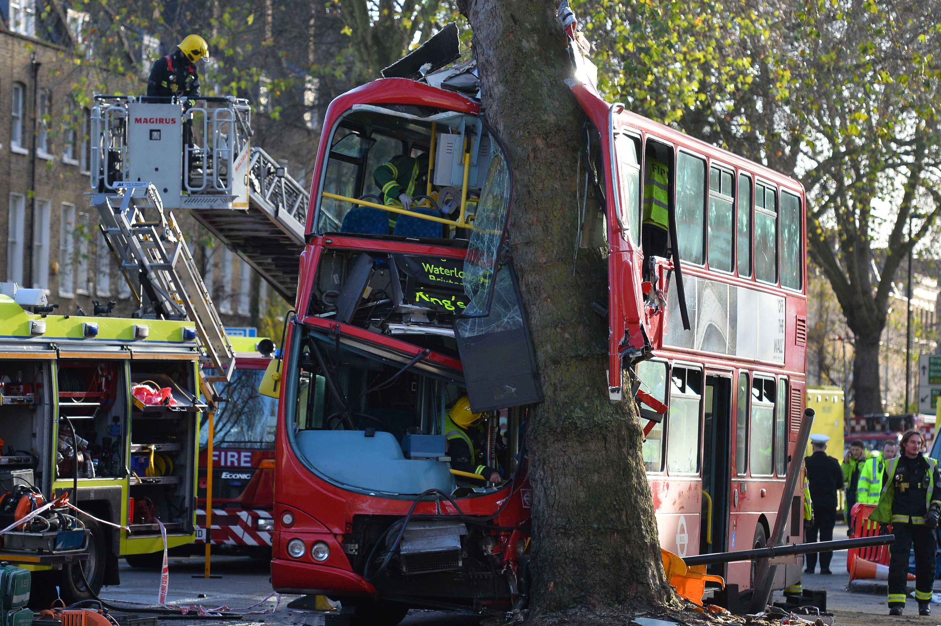 London bus crash: Two dozen hurt when double-decker bus crashes into ...