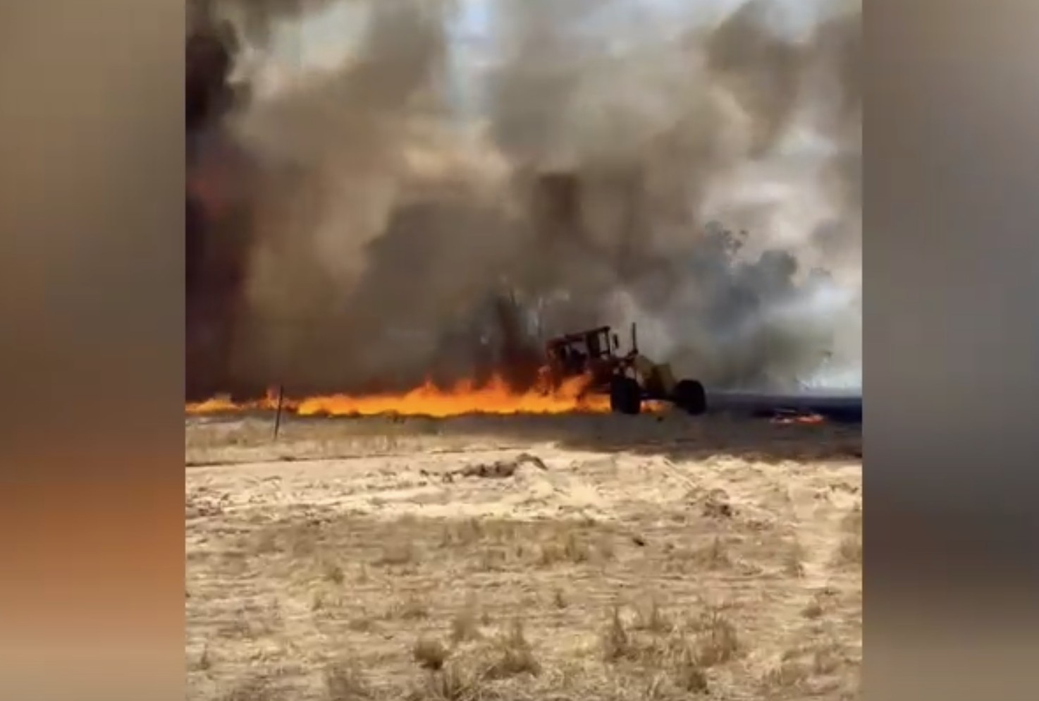 This fire destroyed a tractor east of Eneabba on Sunday. - ABC News