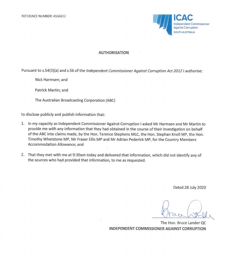 ICAC asks ABC for information on five SA Liberal MPs amid expenses ...