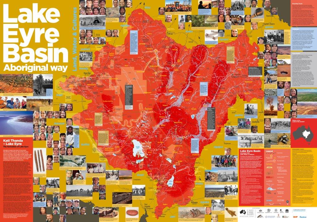 Aboriginal map of Lake Eyre Basin, an area twice the size of France ...