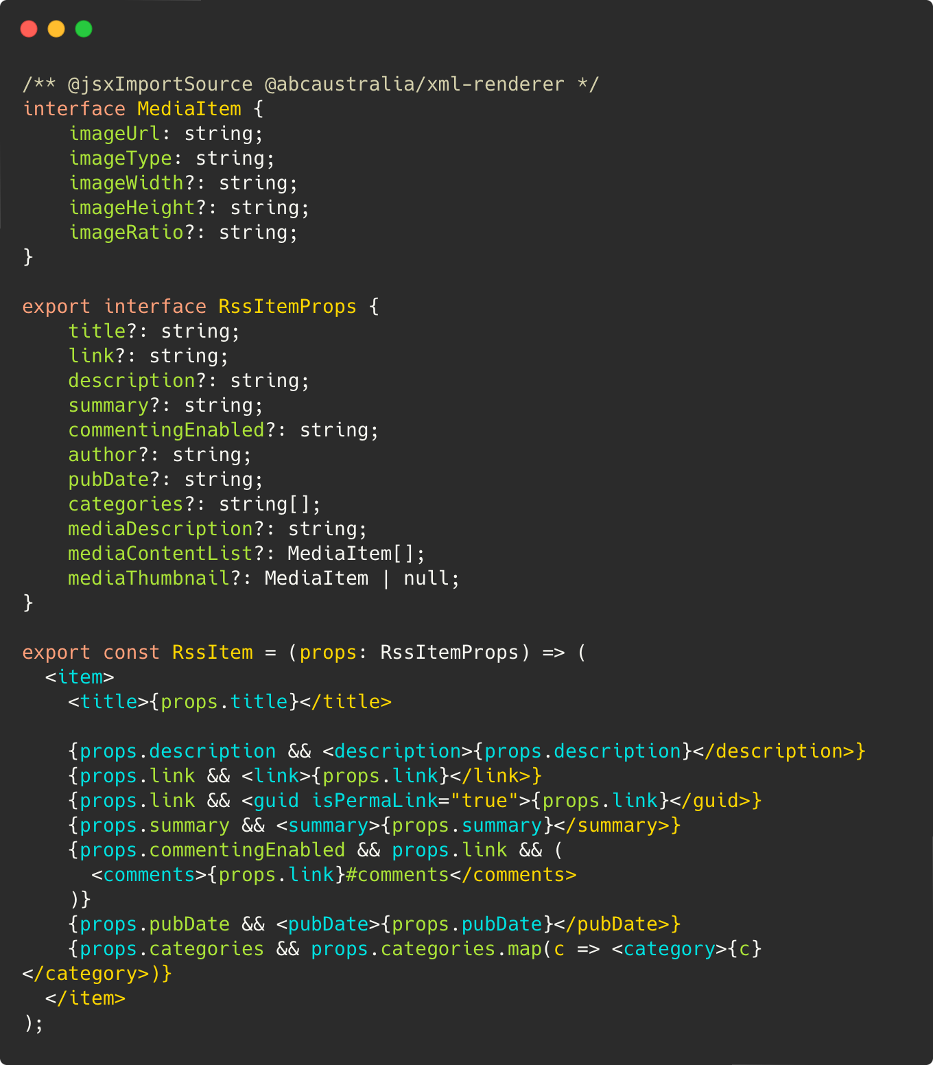 Rendering XML with JSX Templates - ABC