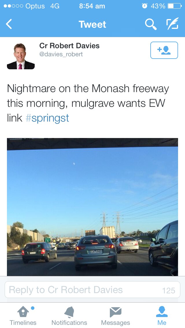 Traffic tweet sent by Liberal candidate Robert Davies being ...
