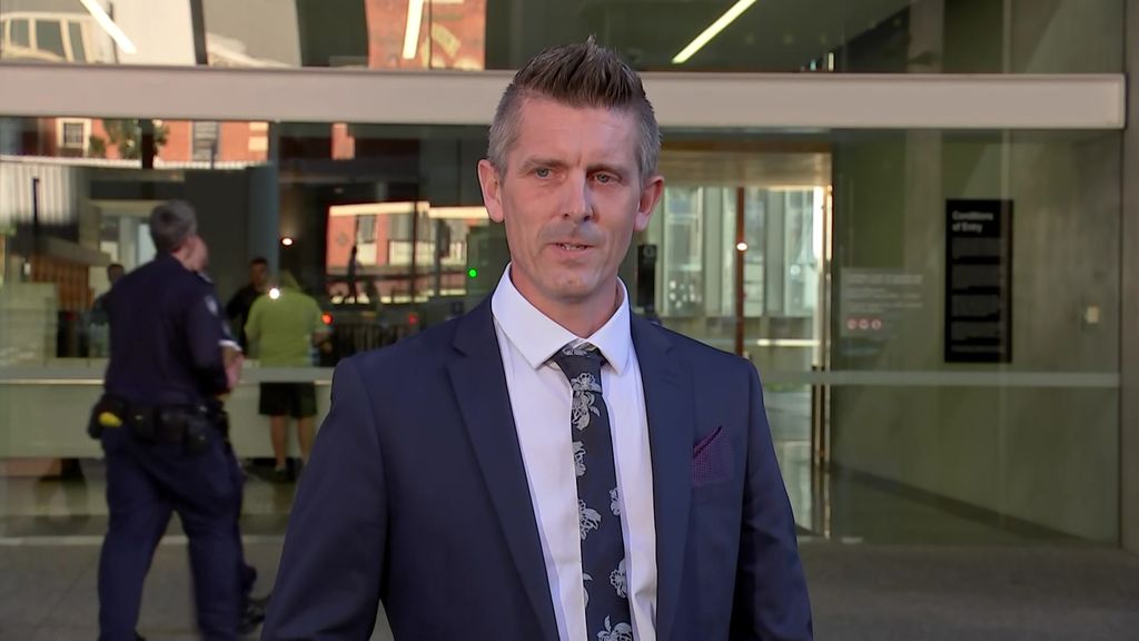 Lee Lovell speaking outside of court - ABC News