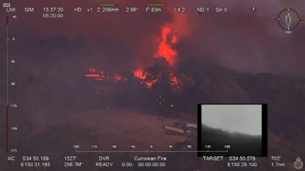 Aerial vision of a fire at Currowan - ABC News