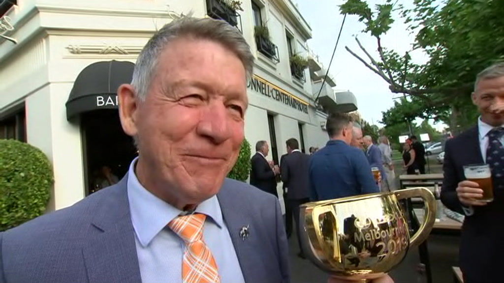 Vow and Declare co-owner Geoff Corrigan celebrates his horse's win ...