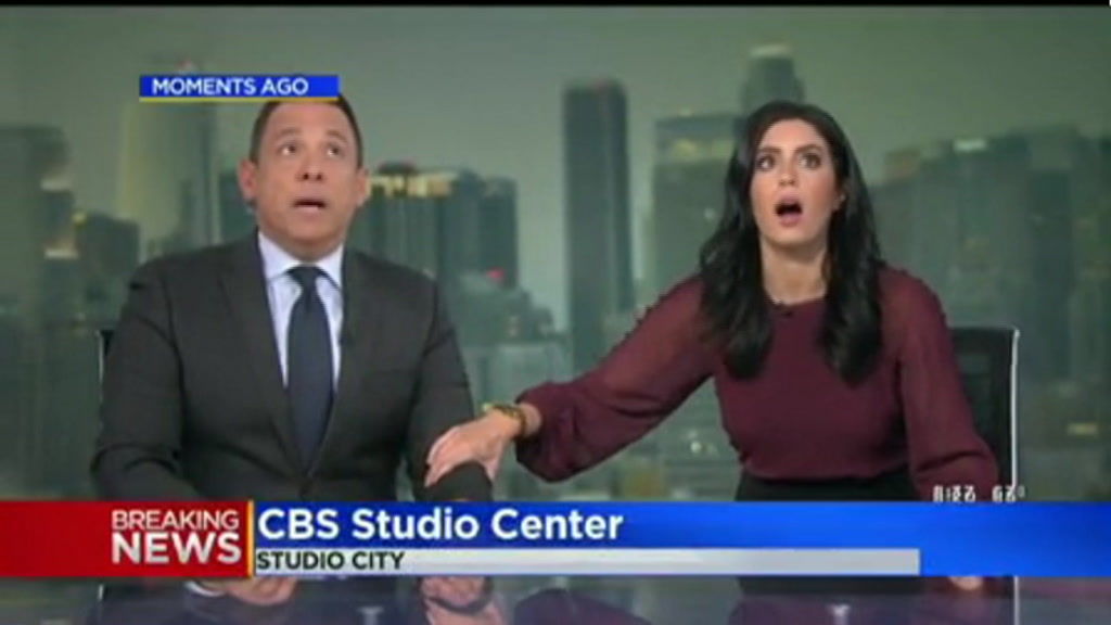 Earthquake hits while CBS anchors are live on air - ABC News