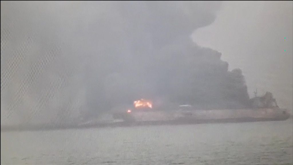 Tanker collides with ship and catches fire, 32 crew members missing ...