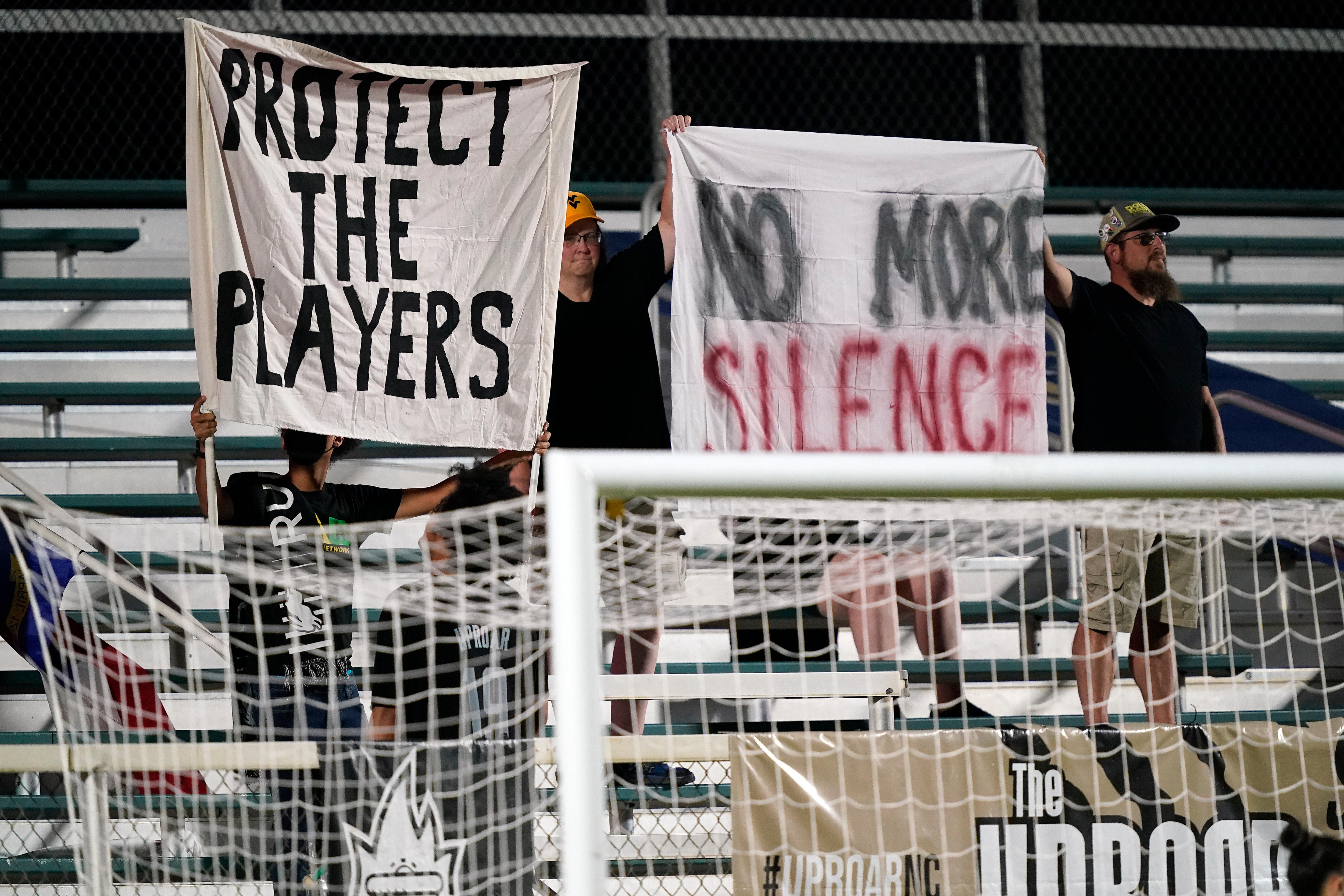 US female football players stop games to protest abuse claims in the ...