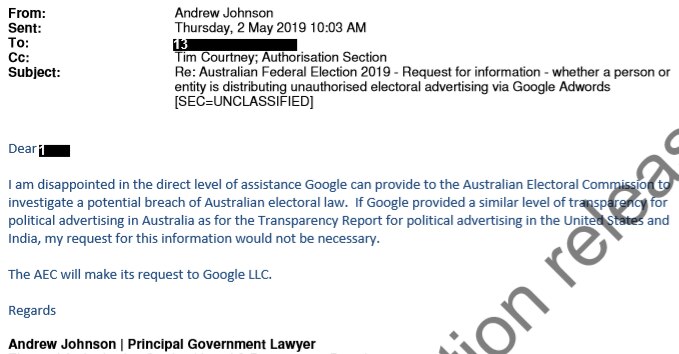 Google reprimanded by Australian Electoral Commission over law breach ...