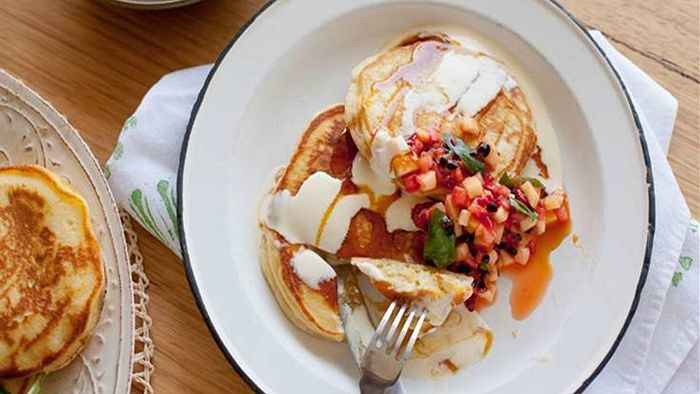 Ed Halmagyi's Pancakes with fruit salsa - ABC Everyday