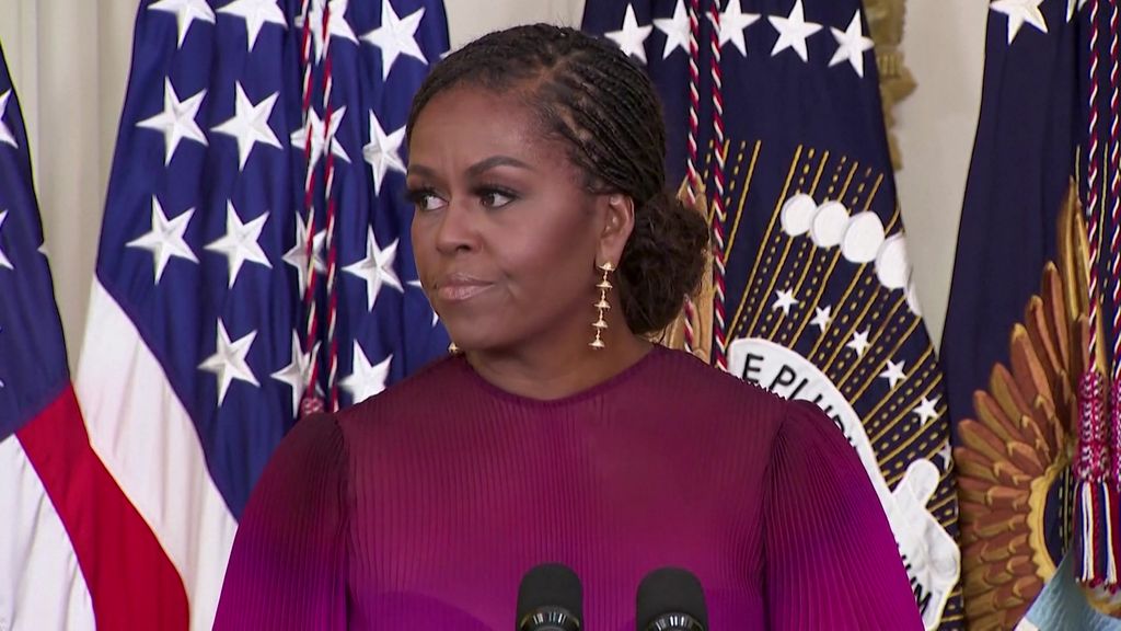 Michelle Obama At Flag Ceremony